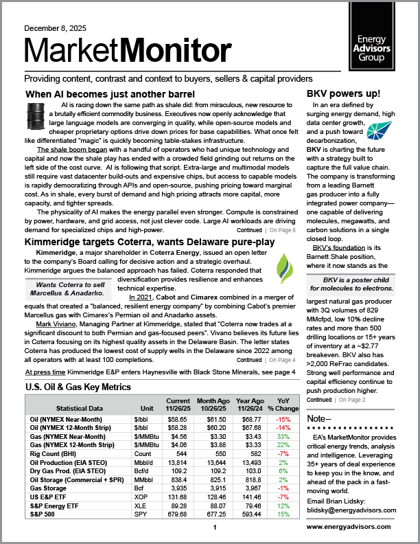 Energy Advisors | Intel, E&P Deals, Strategic Moves